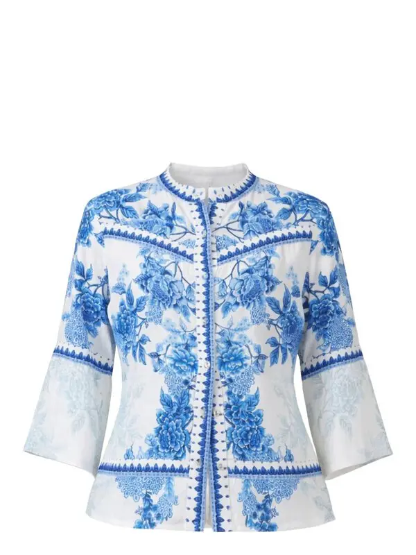 RAISHMA Myra Printed Viscose Shirt - Blue