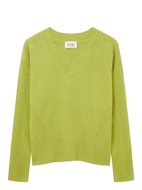 LOOP CASHMERE V Neck Lofty Sweatshirt - Green