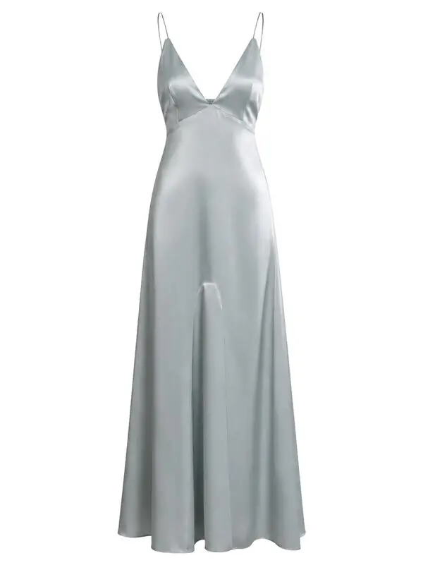 AISL Pale Ice V-neck Maxi Dress - Blue