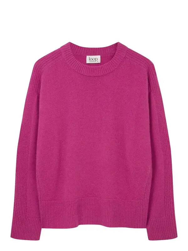 LOOP CASHMERE Longline Crew Neck Sweater - Pink
