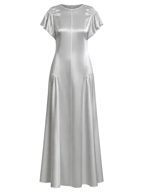 AISL Ivory Satin Maxi Dress - White