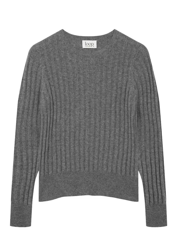 LOOP CASHMERE Wide Rib Sweater - Grey
