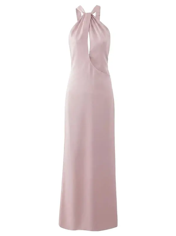 AISL Mauve Twist Halter Maxi Dress With Front Cutout - Pink