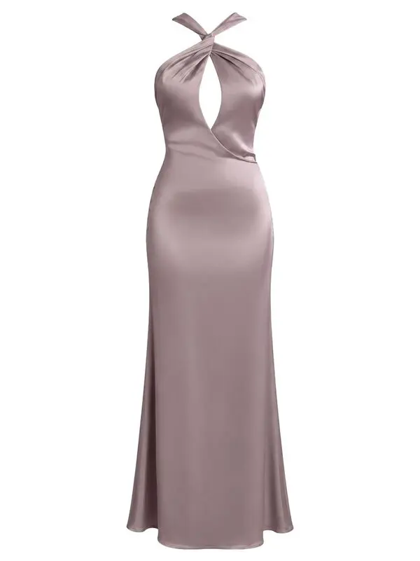 AISL Mauve Twist Halter Maxi Dress - Pink