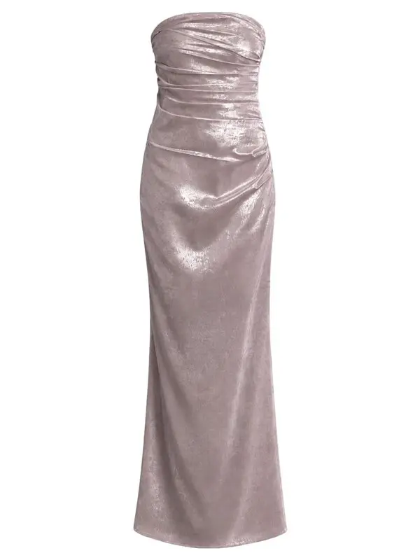 AISL Strapless Pleated Bodice Maxi Dress - Pink
