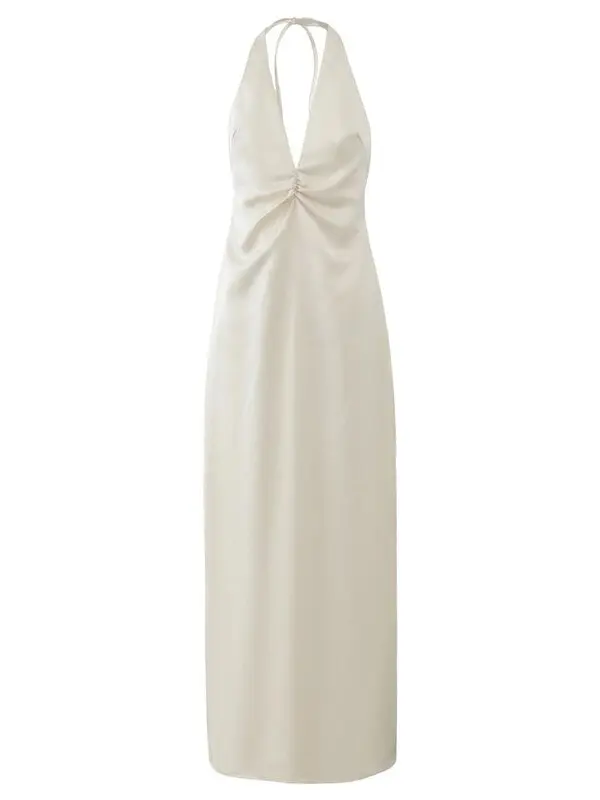 AISL Ivory Halter Maxi Dress - White