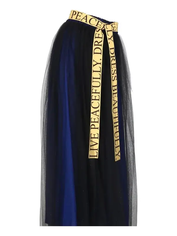 ARSHYS Tulle Maxi Skirt With Statement Belt - Blue/black