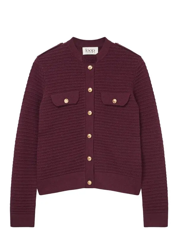 LOOP CASHMERE Military Style Button Detailed Jacket - Red