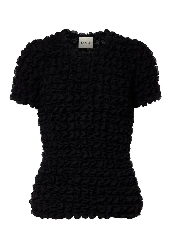 Khaite Polly Silk Chiffon Top - Black