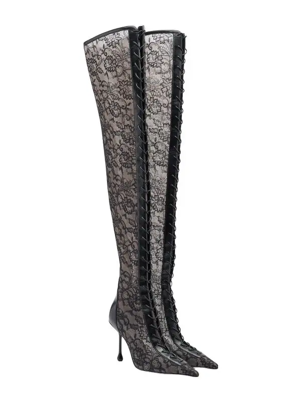 JIMMY CHOO Scarlett Lace Over-the-knee Boots - Black
