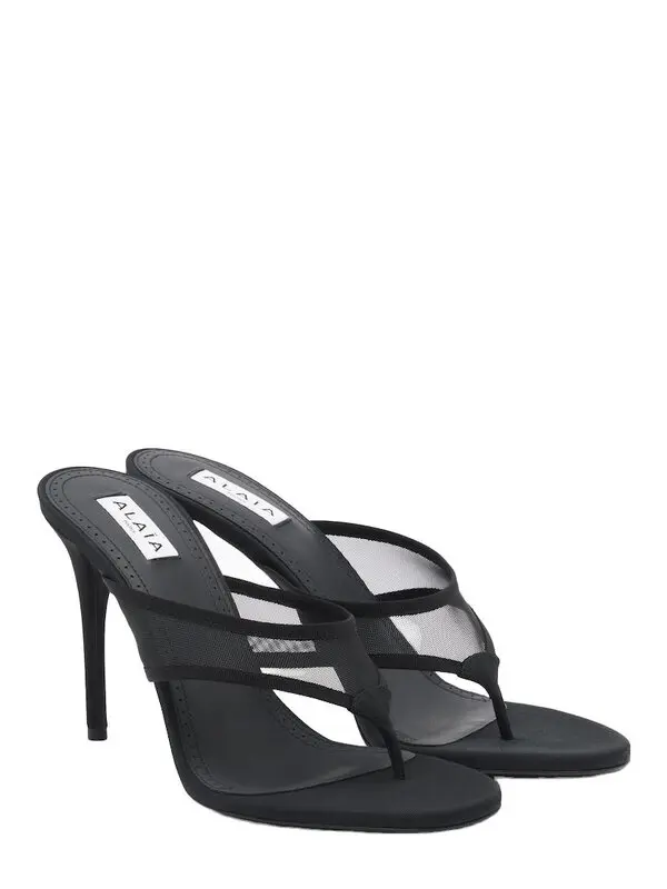 Alaïa Mesh Thong Sandals - Black