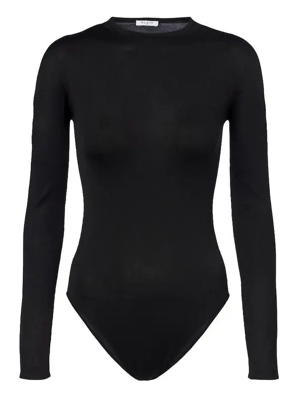 Alaïa Silk-blend Jersey Bodysuit - Black
