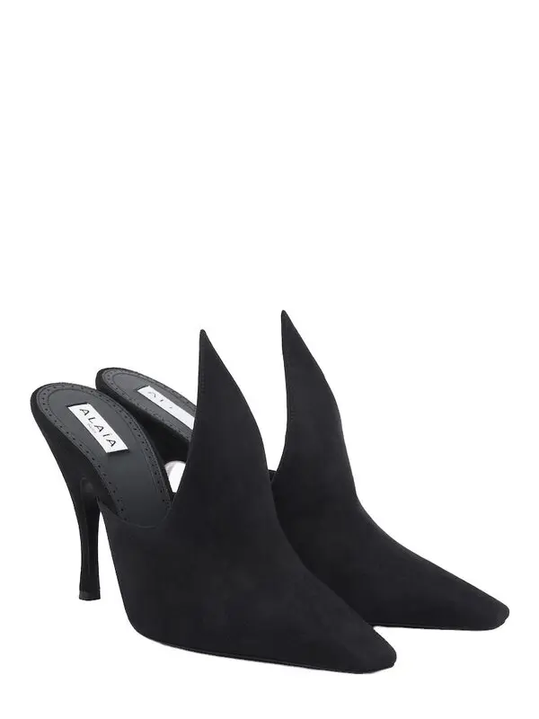 Alaïa Suede Pointed Toe Mules - Black