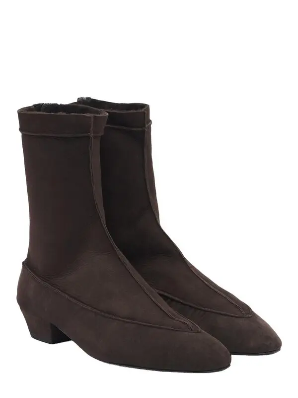 Magda Butrym Shearling-lined Suede Ankle Boots - Brown