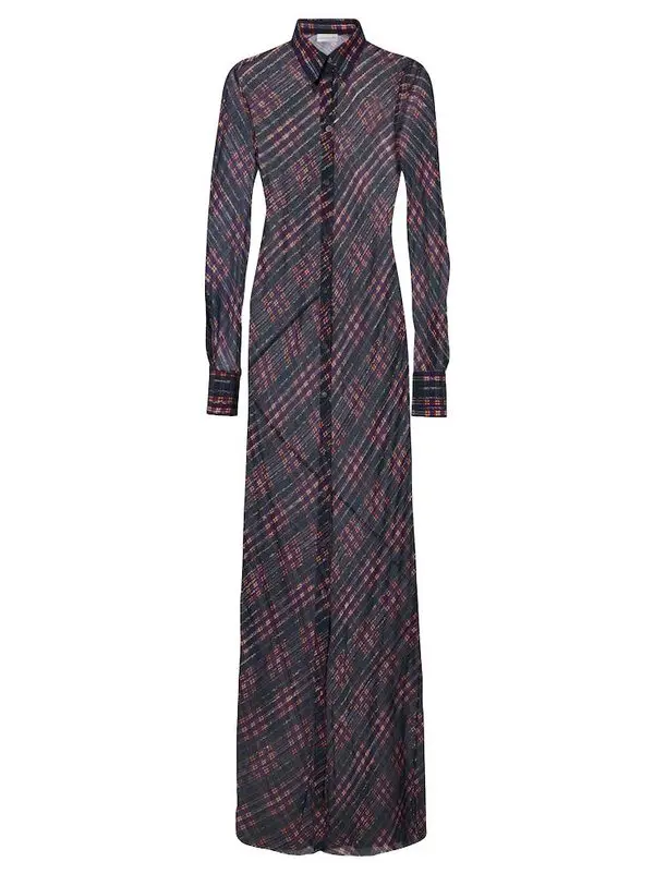Dries Van Noten Checked Lamé Shirt Dress - Multicoloured