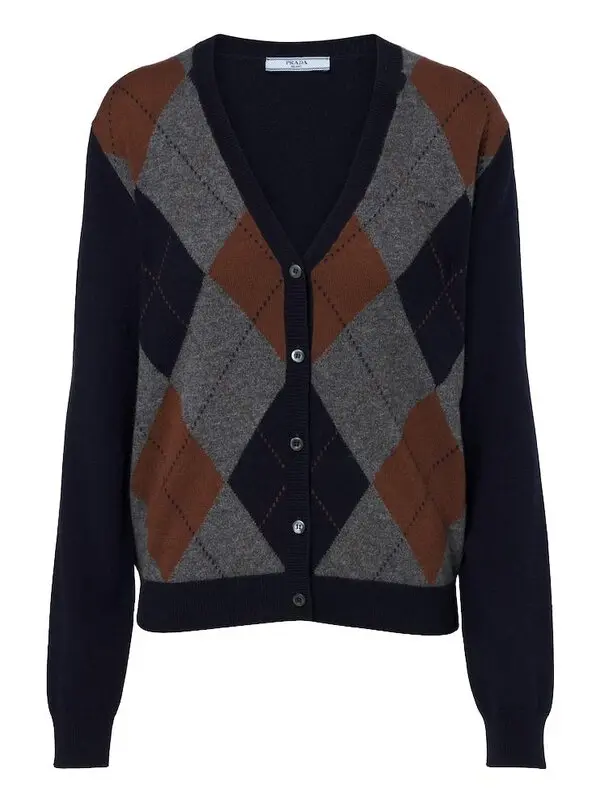 Prada Argyle Cashmere Cardigan - Multicoloured