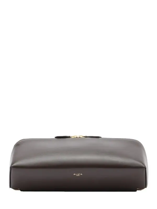 Alaïa Delta Small Leather Clutch - Brown