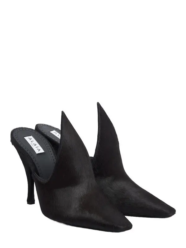 Alaïa Calf Hair Pointed Toe Mules - Brown