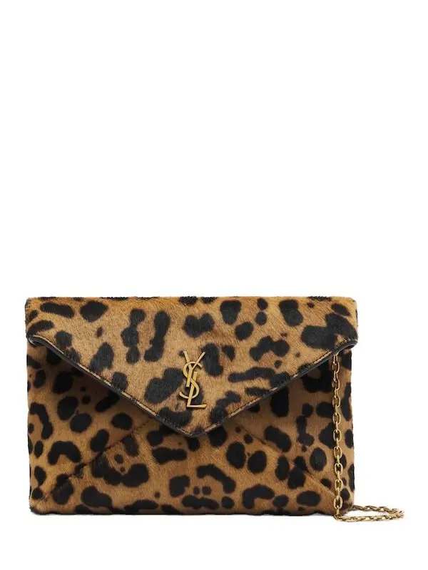 Saint Laurent Cassandre Small Calf Hair Shoulder Bag - Brown
