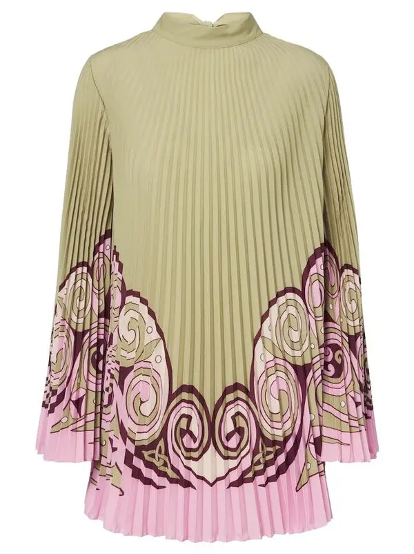 La DoubleJ Kells Swirl Pleated Crepe De Chine Mini Dress - Multicoloured