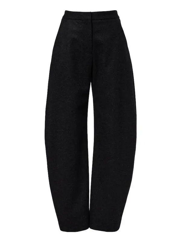 Alaïa Virgin Wool Barrel-leg Pants - Grey
