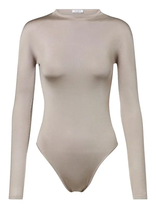 Alaïa Silk-blend Bodysuit - Silver