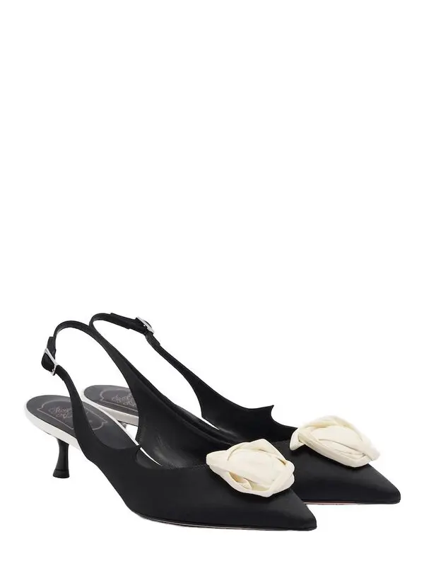 ROGER VIVIER Rose Embellished Pumps - Black