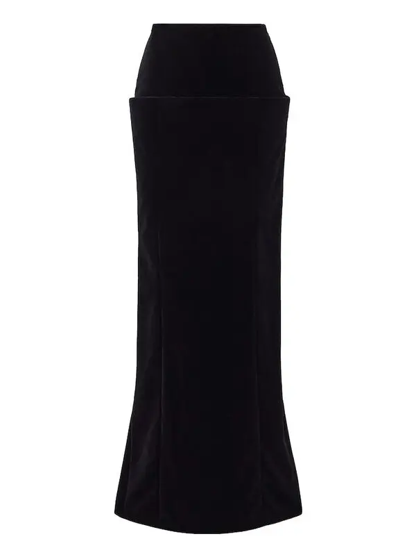 Alaïa Cotton Velvet Maxi Skirt - Black