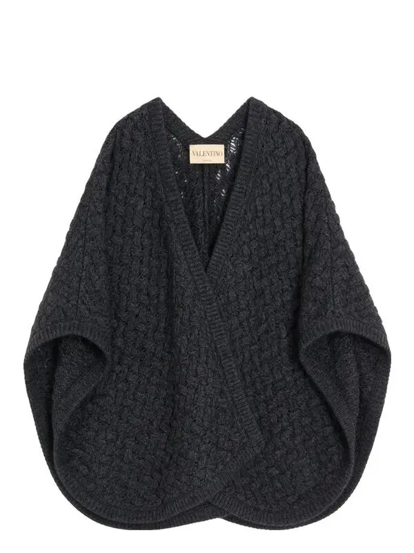Valentino Garavani Wool And Mohair V-neck Poncho - Anthracite