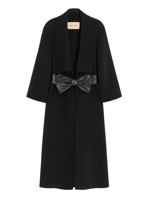 Valentino Garavani Soft Drap Coat With Nappa Leather Belt - Black