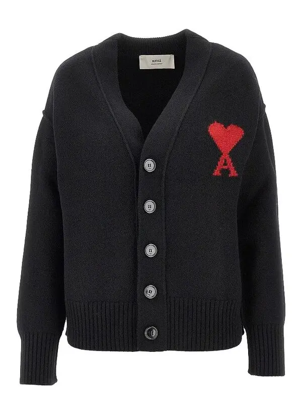 AMI Paris Wool Cardigan - Black
