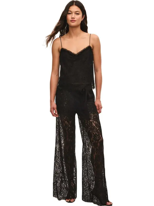 LoveShackFancy Ferni Lace Top - Black