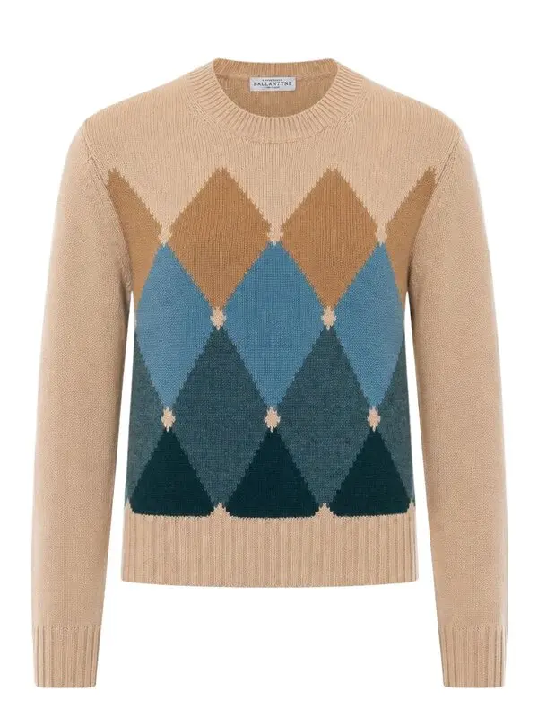 BALLANTYNE Pullover With Argyle Pattern - Beige