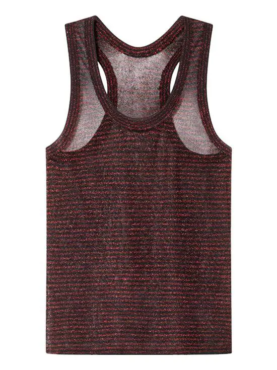 Isabel Marant Étoile Cevara Lurex Knit Tank Top - Black-red