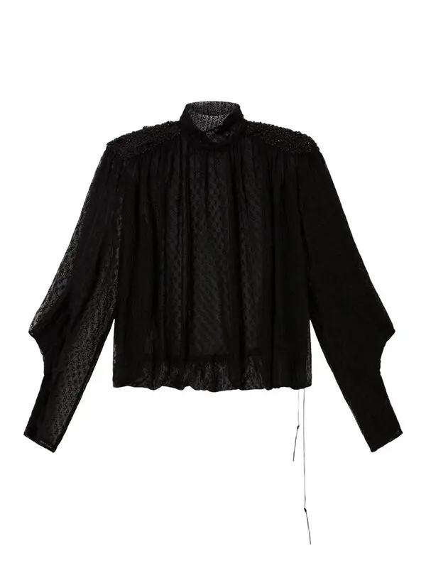 Isabel Marant Étoile Oeste Embroidered Plumetis Lace Blouse - Black