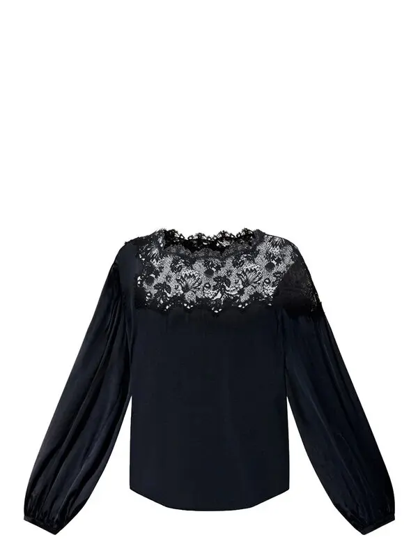 Isabel Marant Étoile Azare Silk Blouse With Lace Yoke - Black