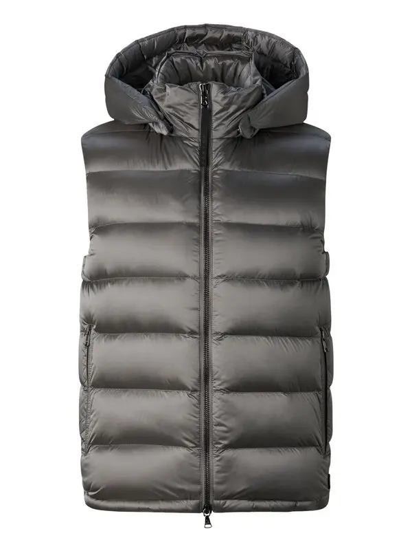 Bogner Holger Quilted Down Vest With Removable Hood - Gray