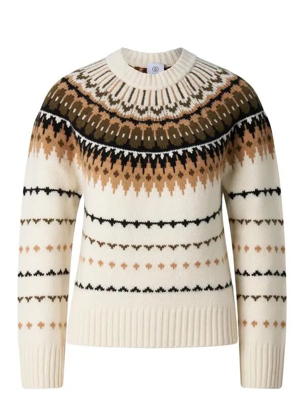 Bogner Ina Cashmere Norwegian Pullover - Off-white/camel/coffee