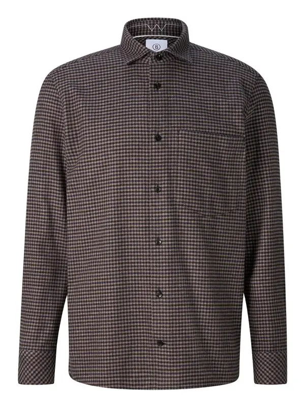 Bogner Hardy Cotton Flannel Shirt - Coffee/beige/navy