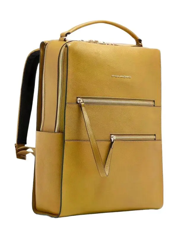 PIQUADRO Patricia Leather Laptop Backpack - Yellow