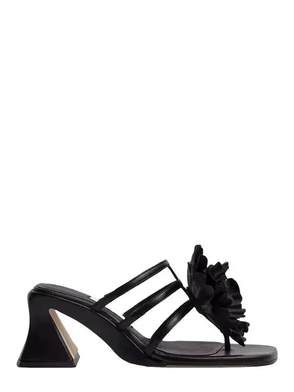 MIISTA Hara Floral Applique Sandals - Black