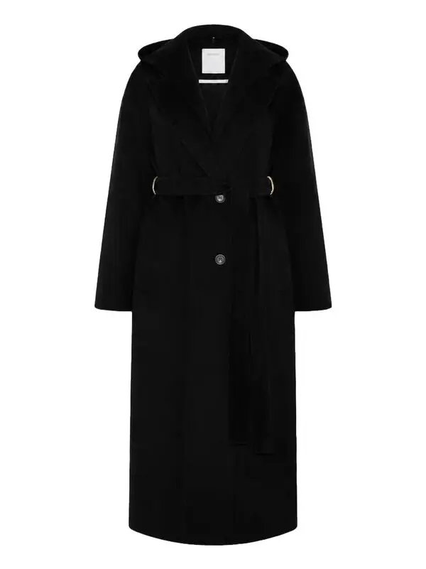 Sportmax Oversized Hooded Wool Coat - Black