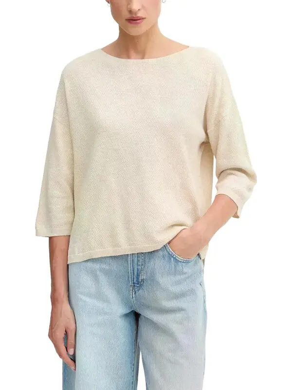 BENETTON Boat-neck Half-sleeve Sweater - Neutrals