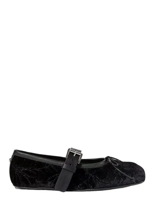 ANN DEMEULEMEESTER Paisley-embroidered Velvet Ballet Flats - Black