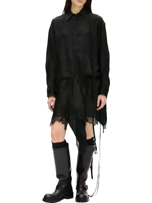 ANN DEMEULEMEESTER Paisley-jacquard Lace-trim Mini Dress - Black