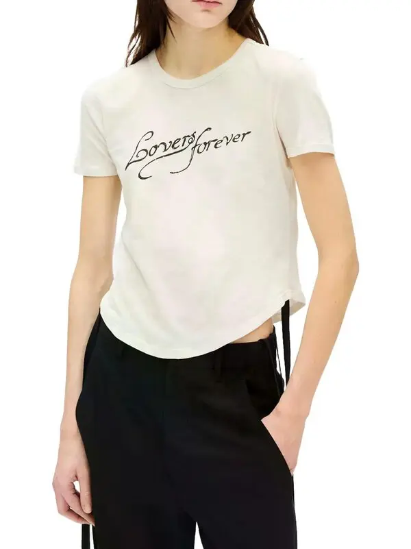 ANN DEMEULEMEESTER Short Sleeve T-shirt With Curved Hem - White