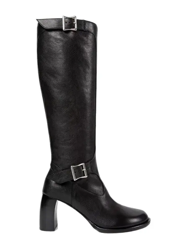 ANN DEMEULEMEESTER Buckle Detail Leather Boots - Black