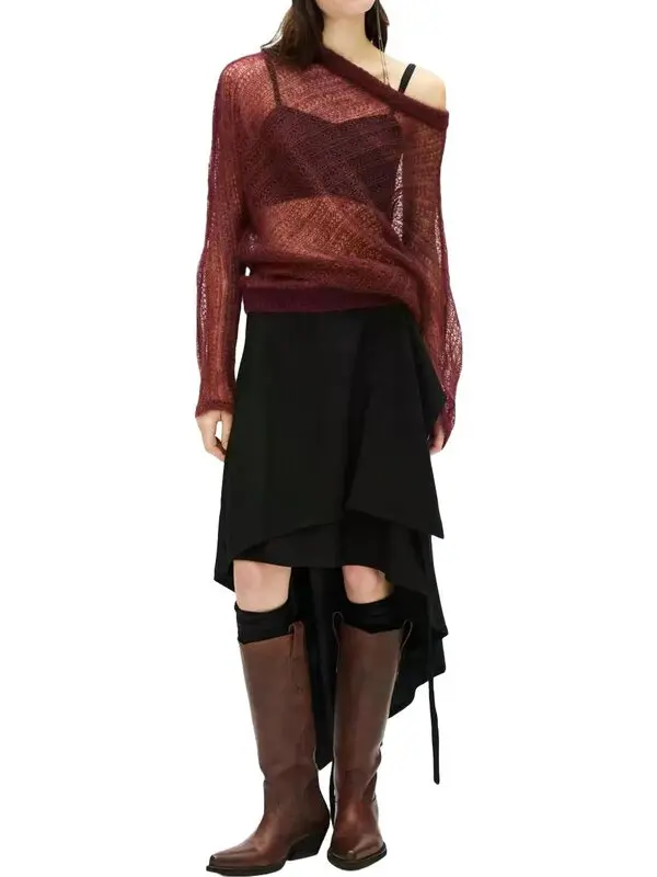 ANN DEMEULEMEESTER Christabel Open-knit Sweater - Red