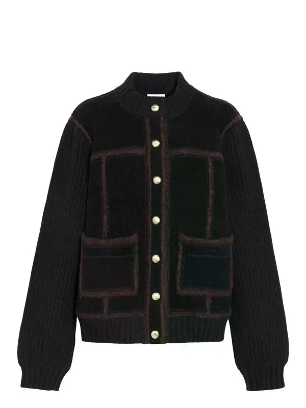 BARRIE Panelled Rib-knit Cardigan - Black