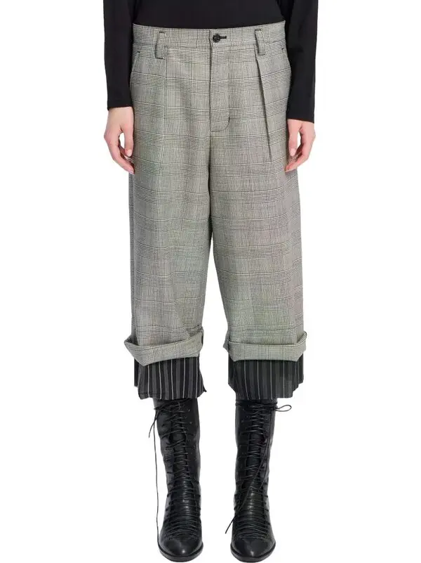 ANN DEMEULEMEESTER Check Wool Trousers - Grey